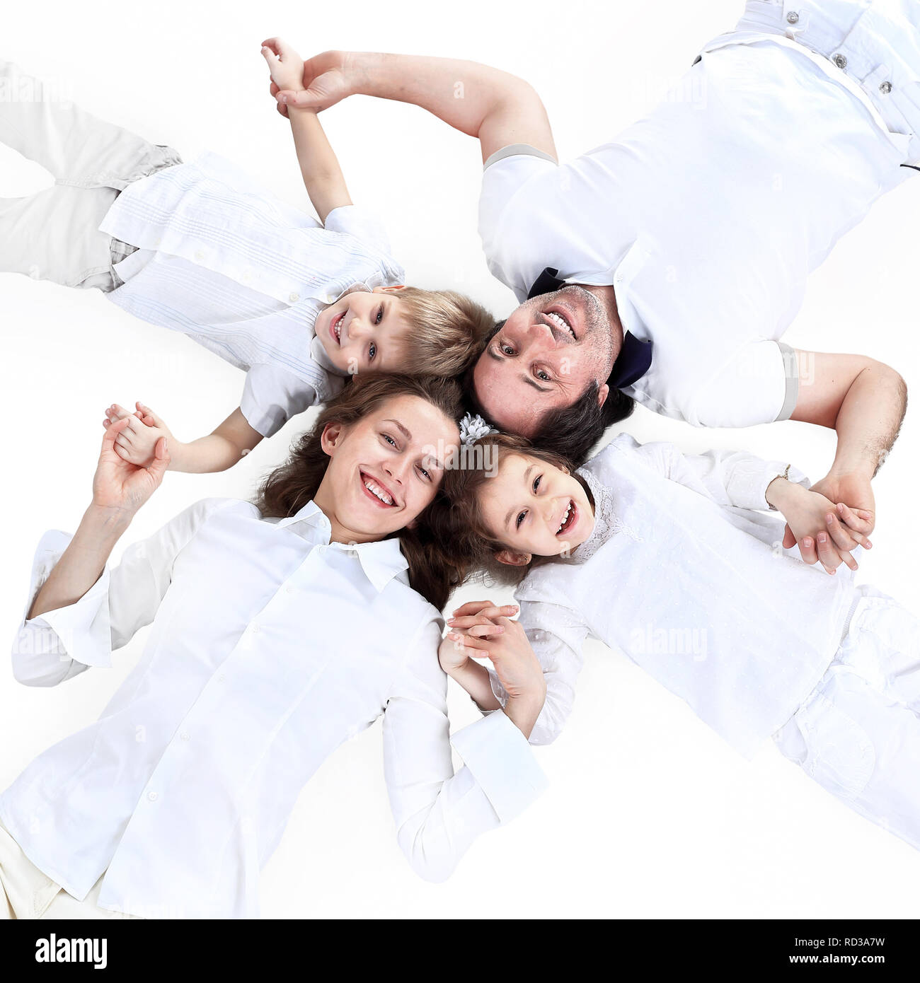 Beautiful happy family - isolated over a white background Stock Photo ...