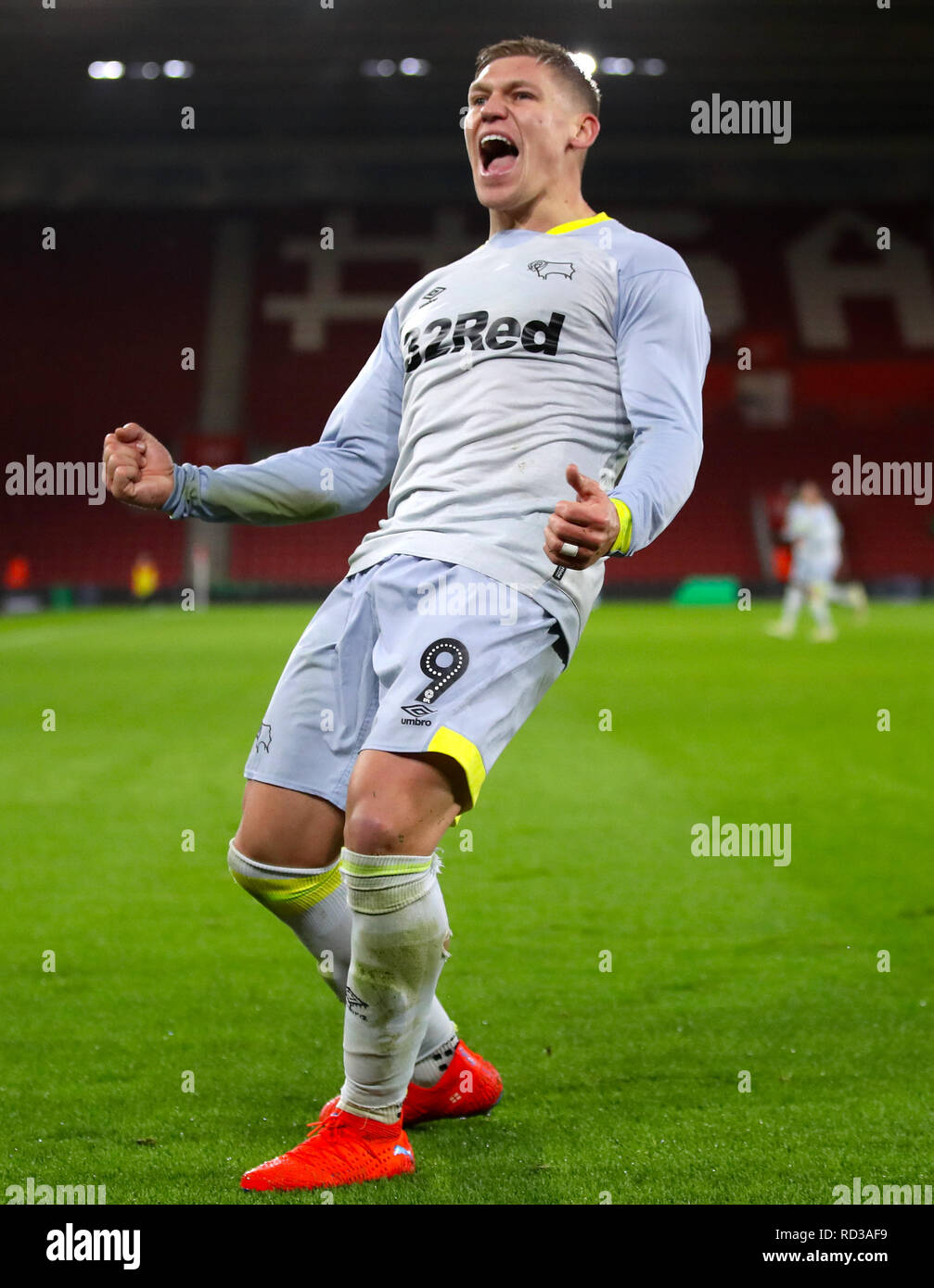 Derby County's Martyn Waghorn celebrates scoring his side's second goal ...