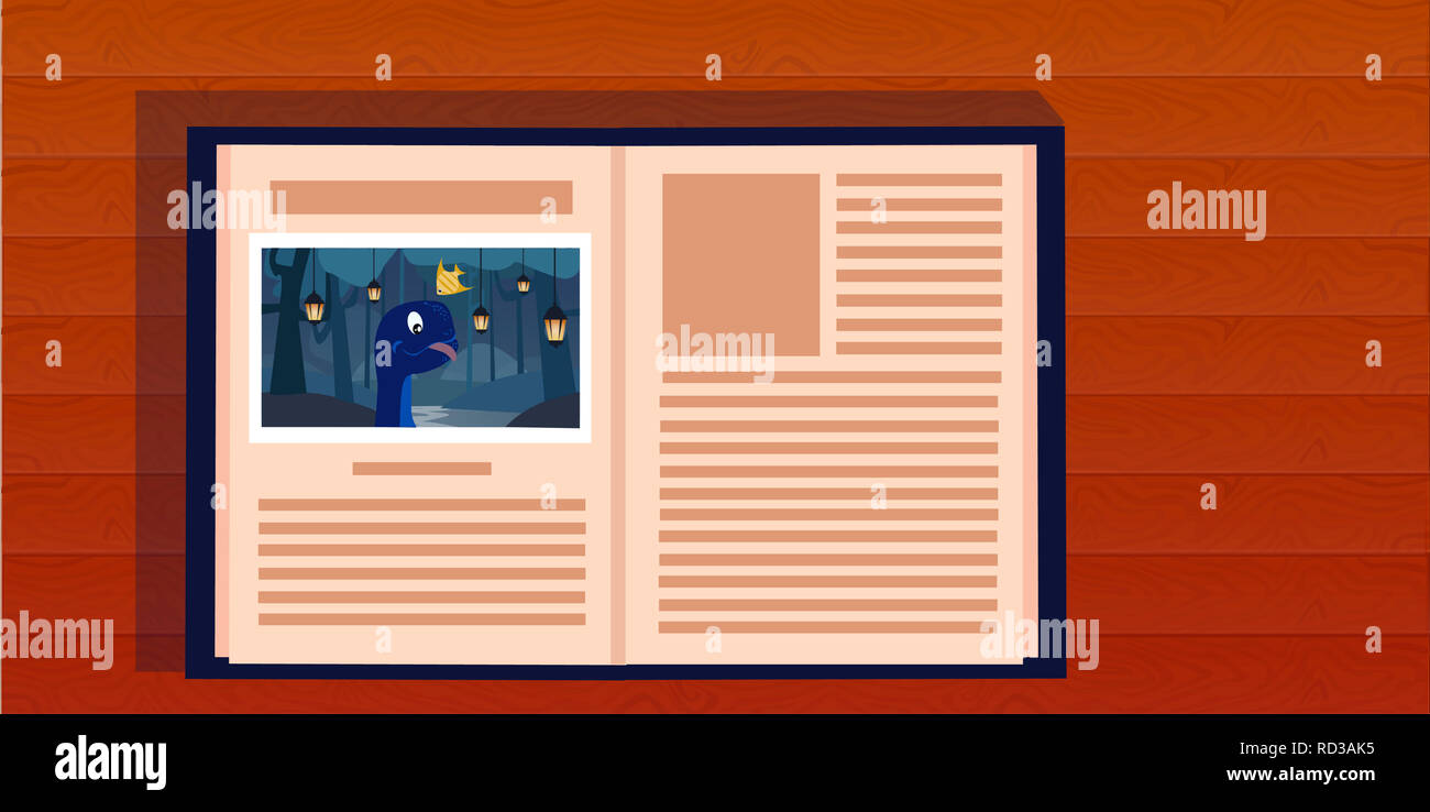 open book on the table, top view. illustration in flat style Stock ...