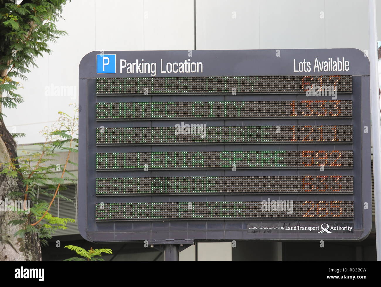 Car park availability information board in Singapore Stock Photo - Alamy