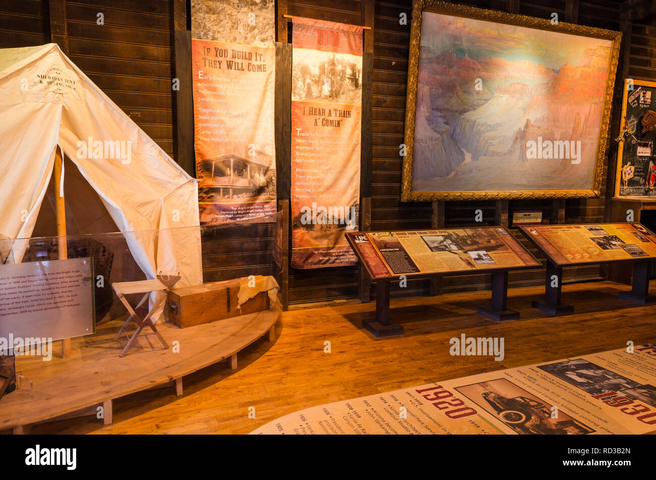 Interpretive display at Verkamps Store, Grand Canyon National Park ...