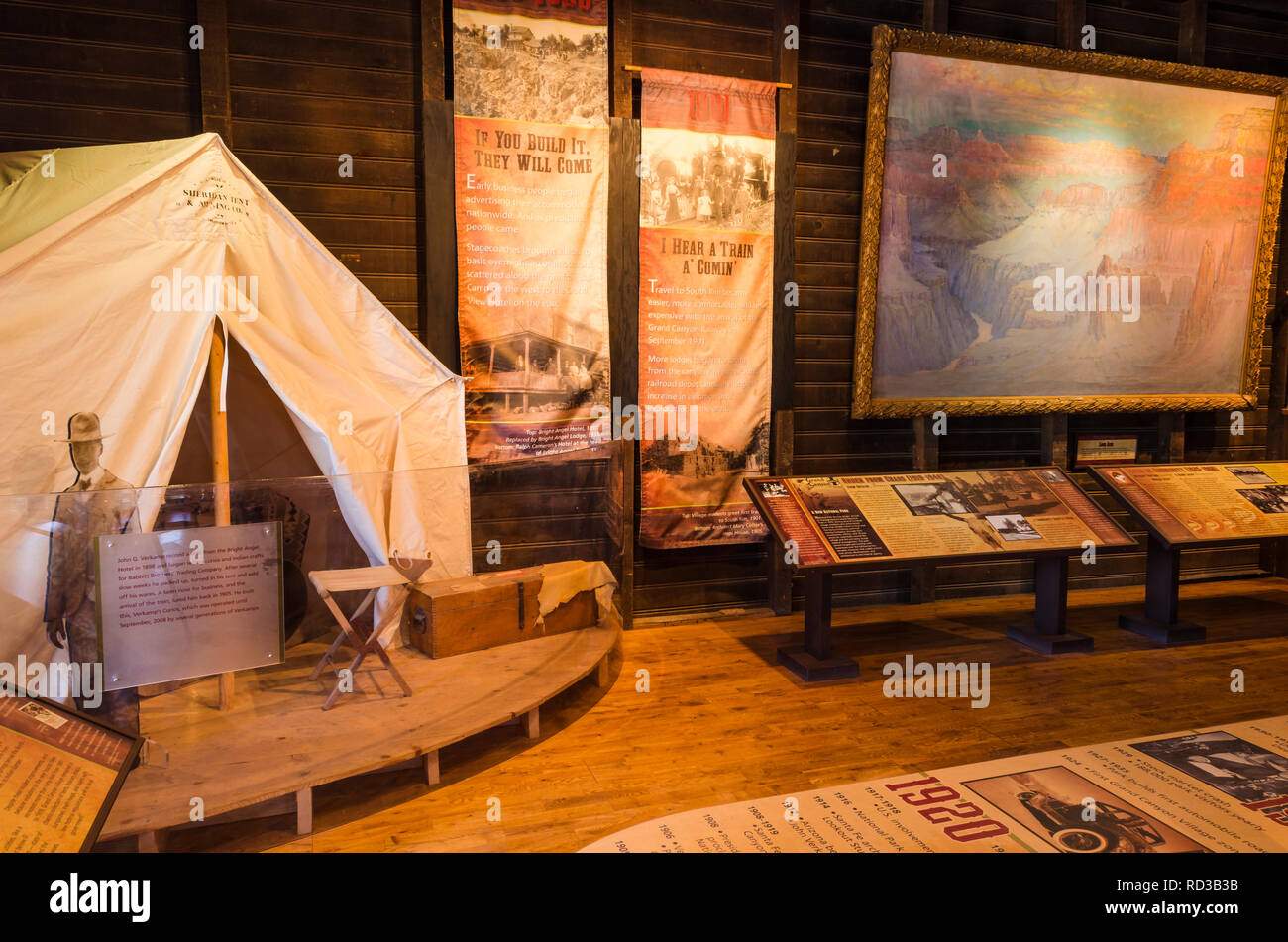Interpretive display at Verkamps Store, Grand Canyon National Park ...