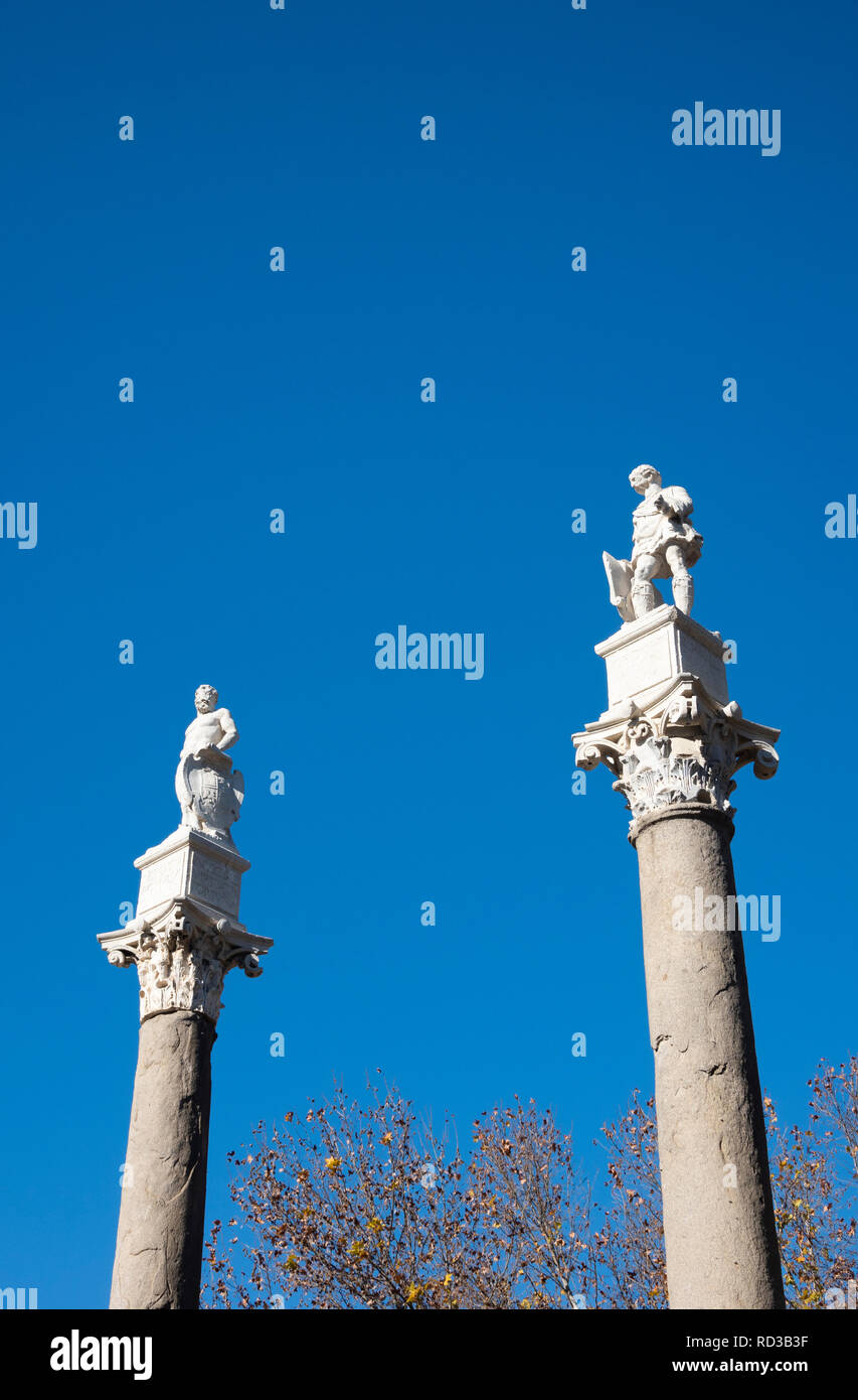 The Hercules and Julius Caesar statues on Roman columns at the south ...