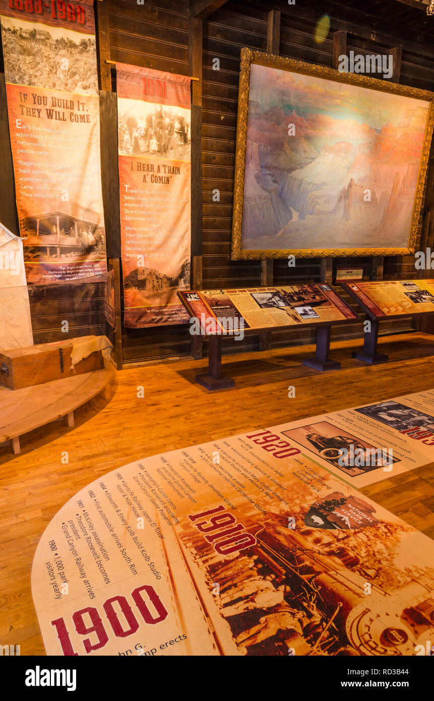 Interpretive display at Verkamps Store, Grand Canyon National Park ...
