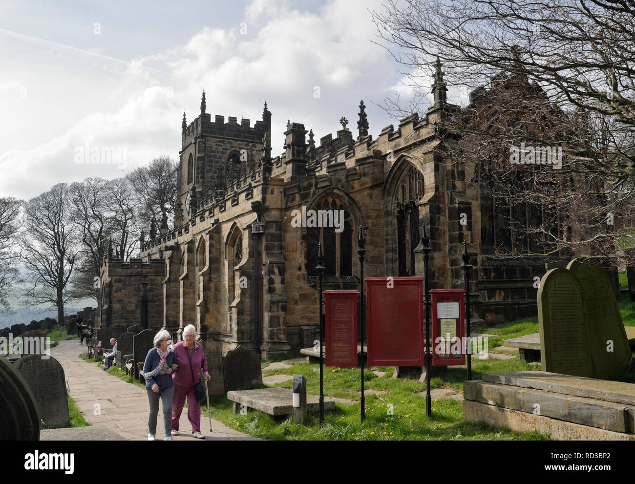 St Nicholas Church in High Bradfield village, suburb of Sheffield England, Peak district ...