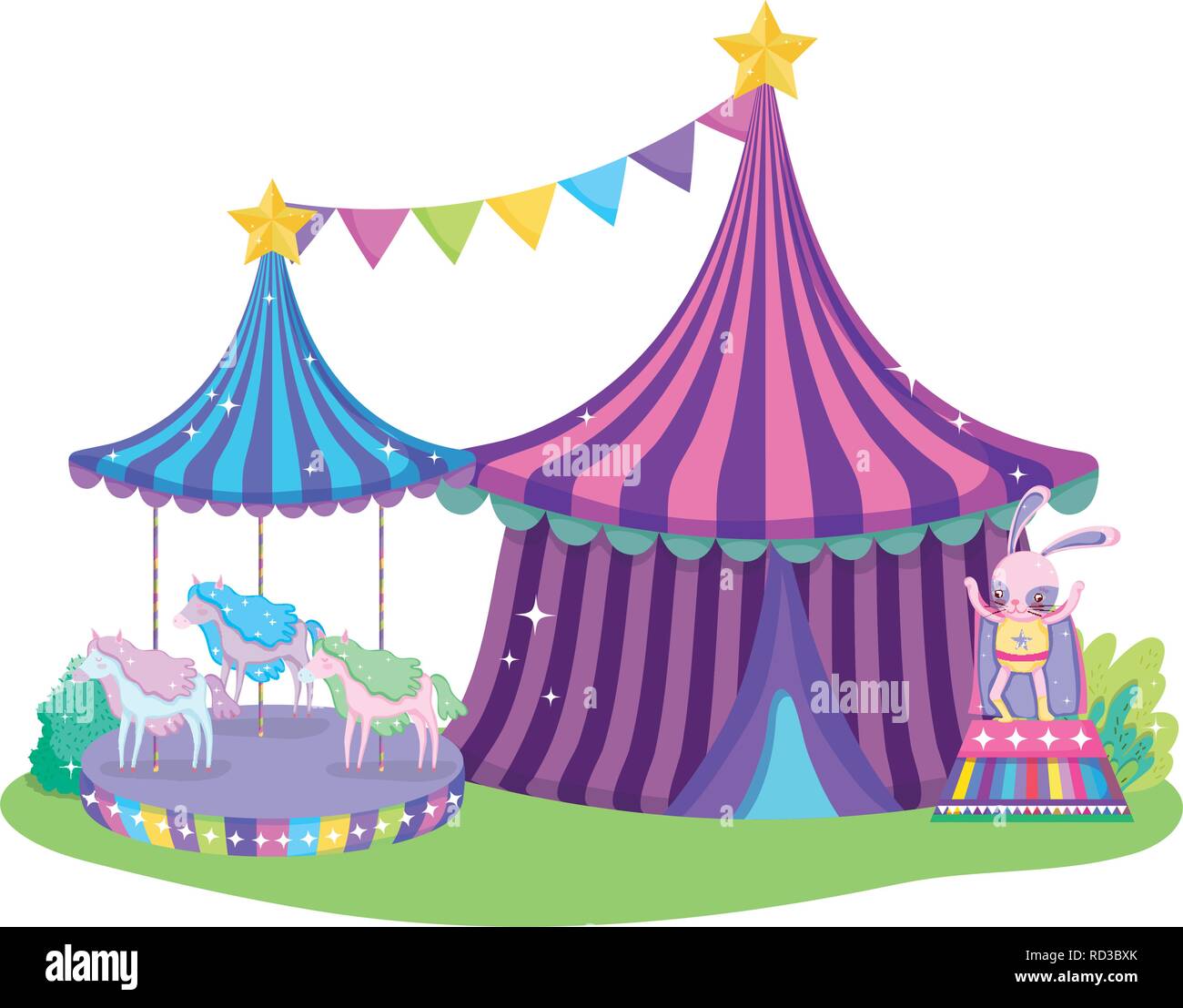 cute circus rabbit with layer and tent Stock Vector Image & Art - Alamy