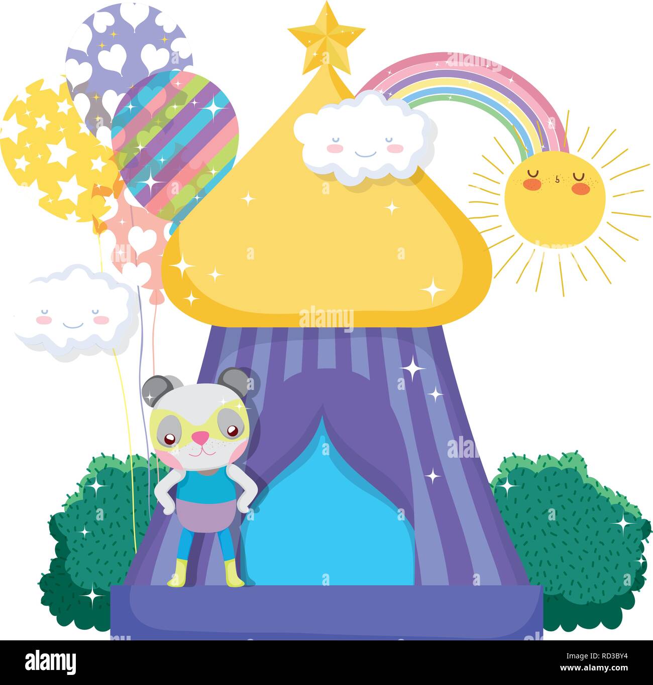 cute circus cat with layer and balloons helium Stock Vector Image & Art ...