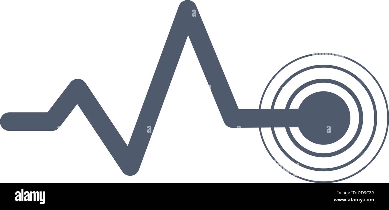 Heart beat monitor pulse line art with circles, vector icon for medical ...