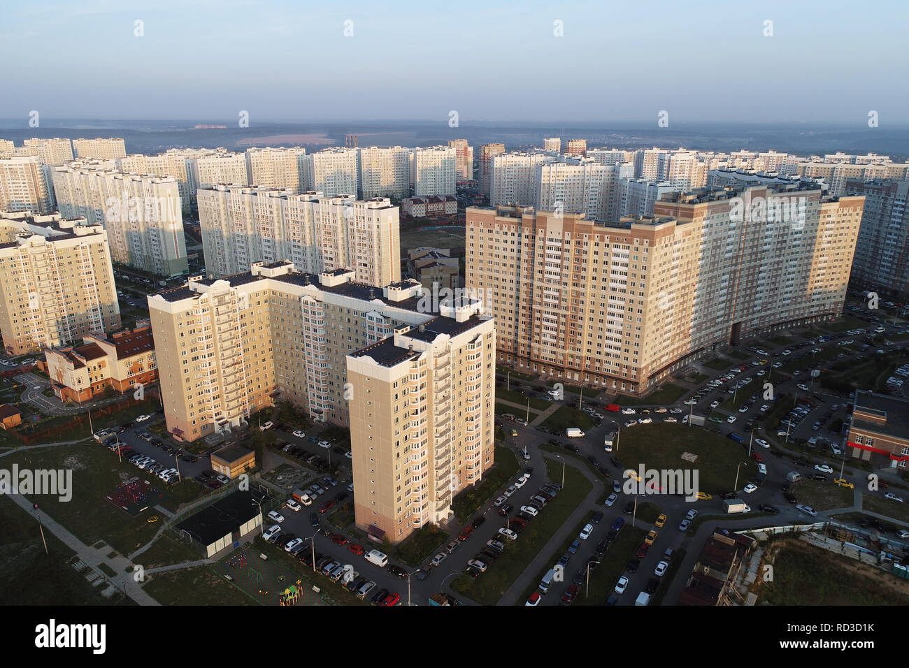 Aerial view of urban real estate from birds sight. Kuznechiki district ...