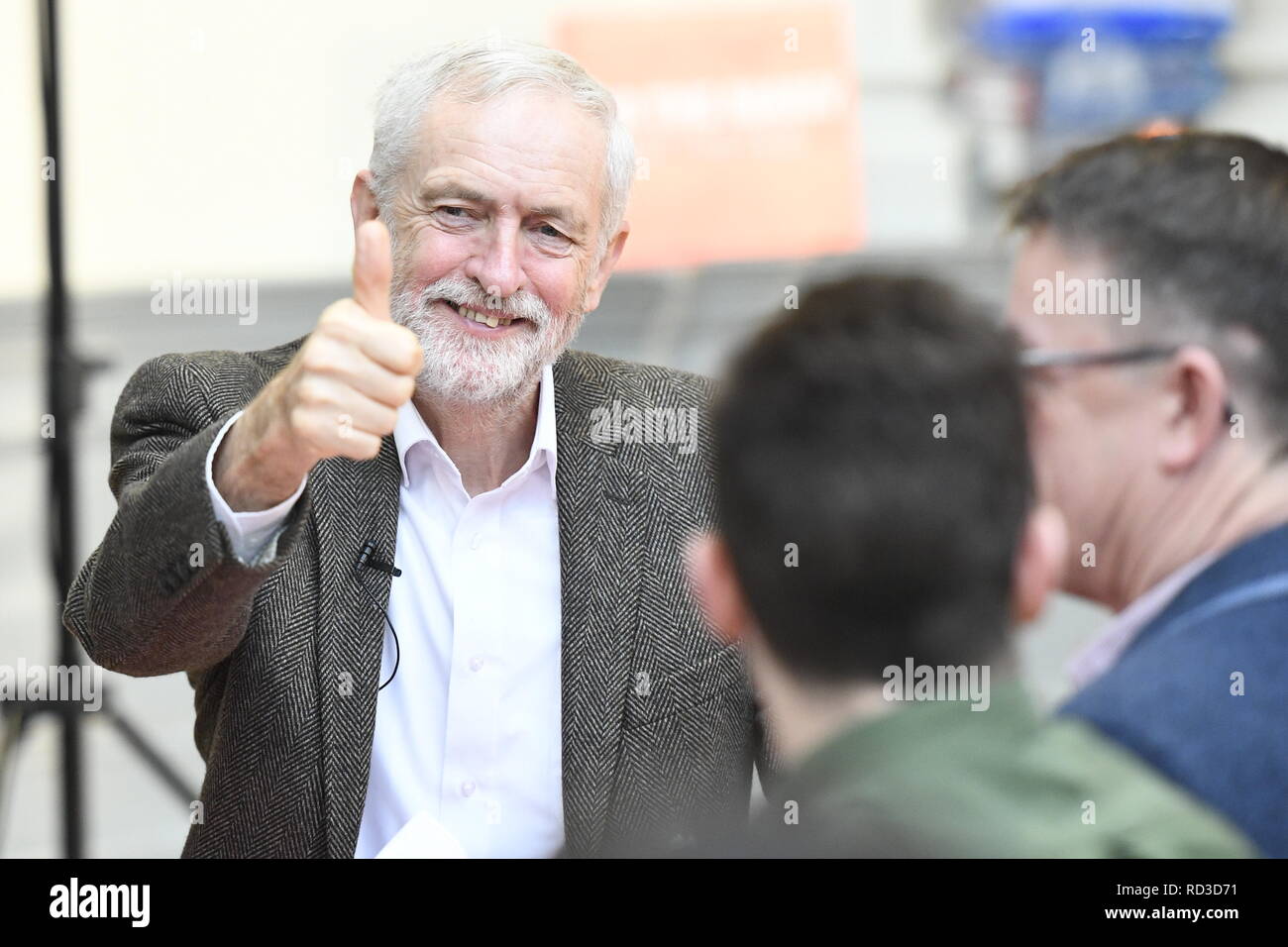 UK Labour leader Jeremy Corbyn joins Richard Leonard and Lesley Laird ...