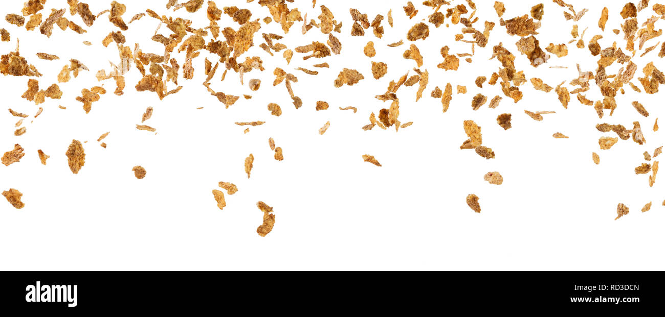 Falling corn flakes isolated on white background Stock Photo - Alamy