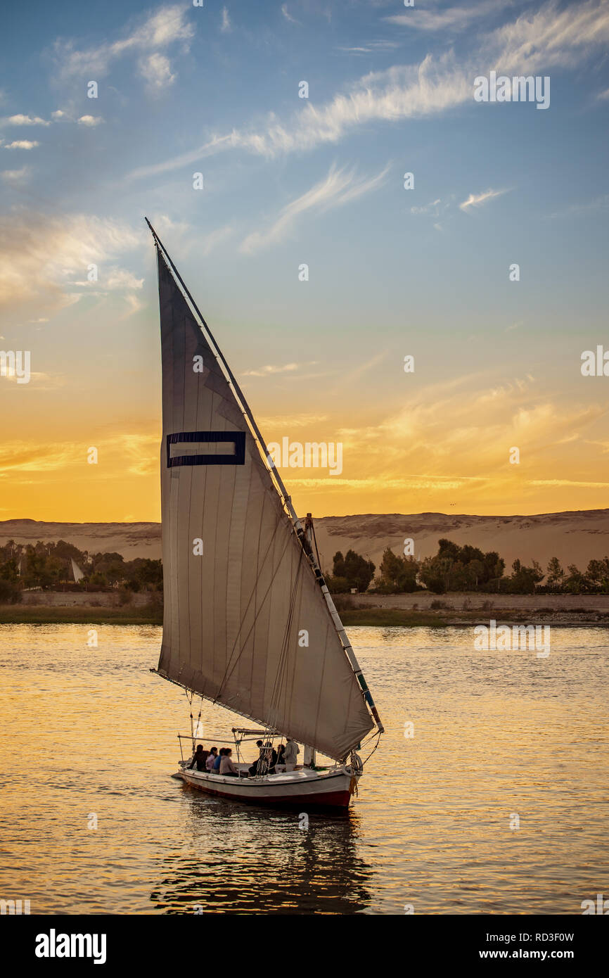 The Felucca boat the traditional way of navigation on the Nile River in ...