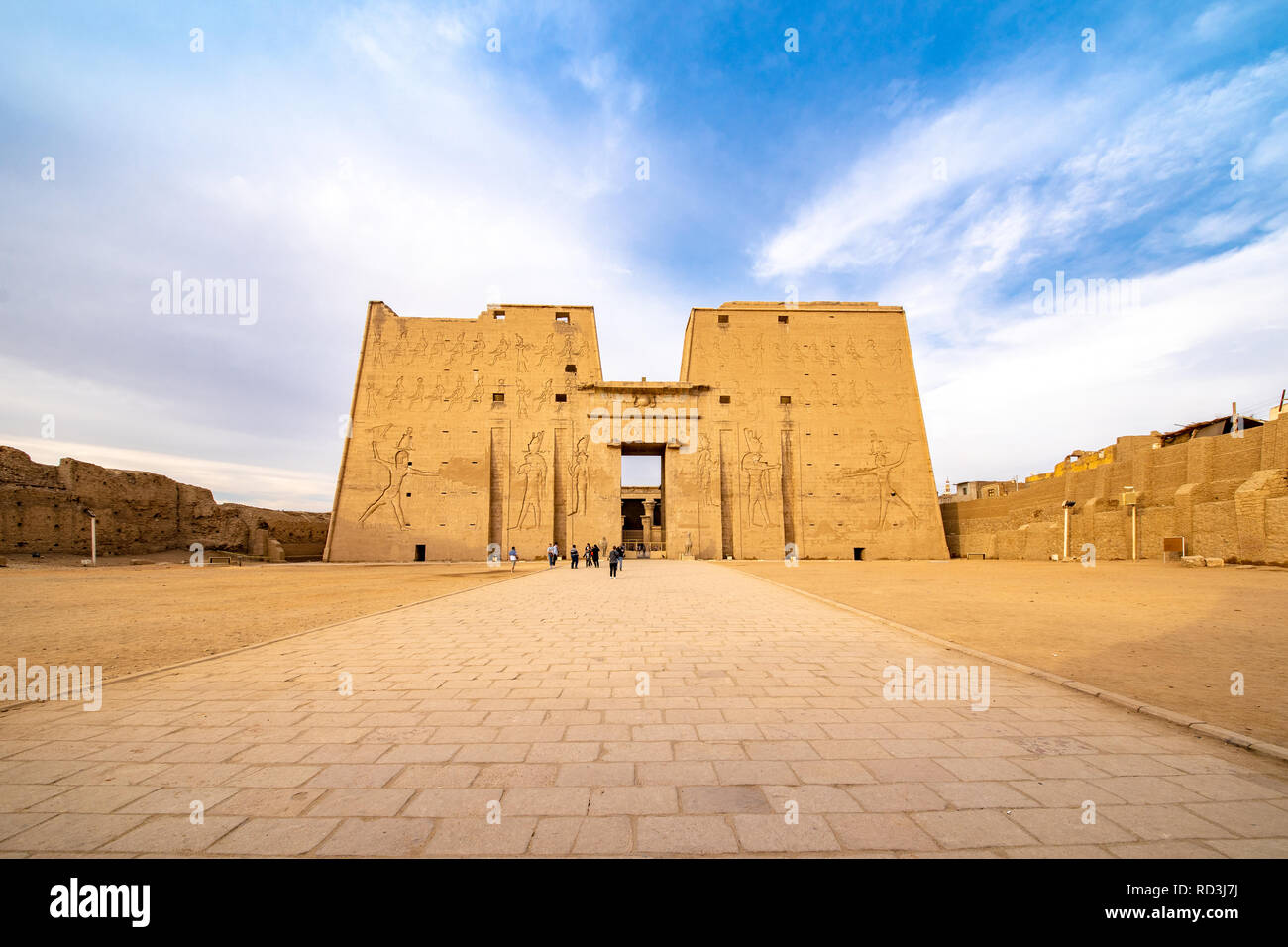 Temple of Horus (Edfu / Idfu / Edfou) in Egypt in sunset light Stock ...