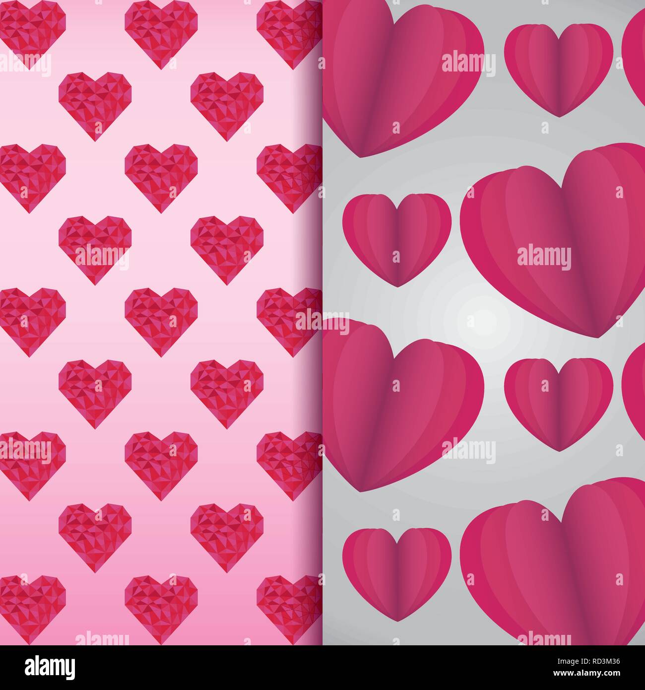 set of valentine day cards patterns vector illustration design Stock ...