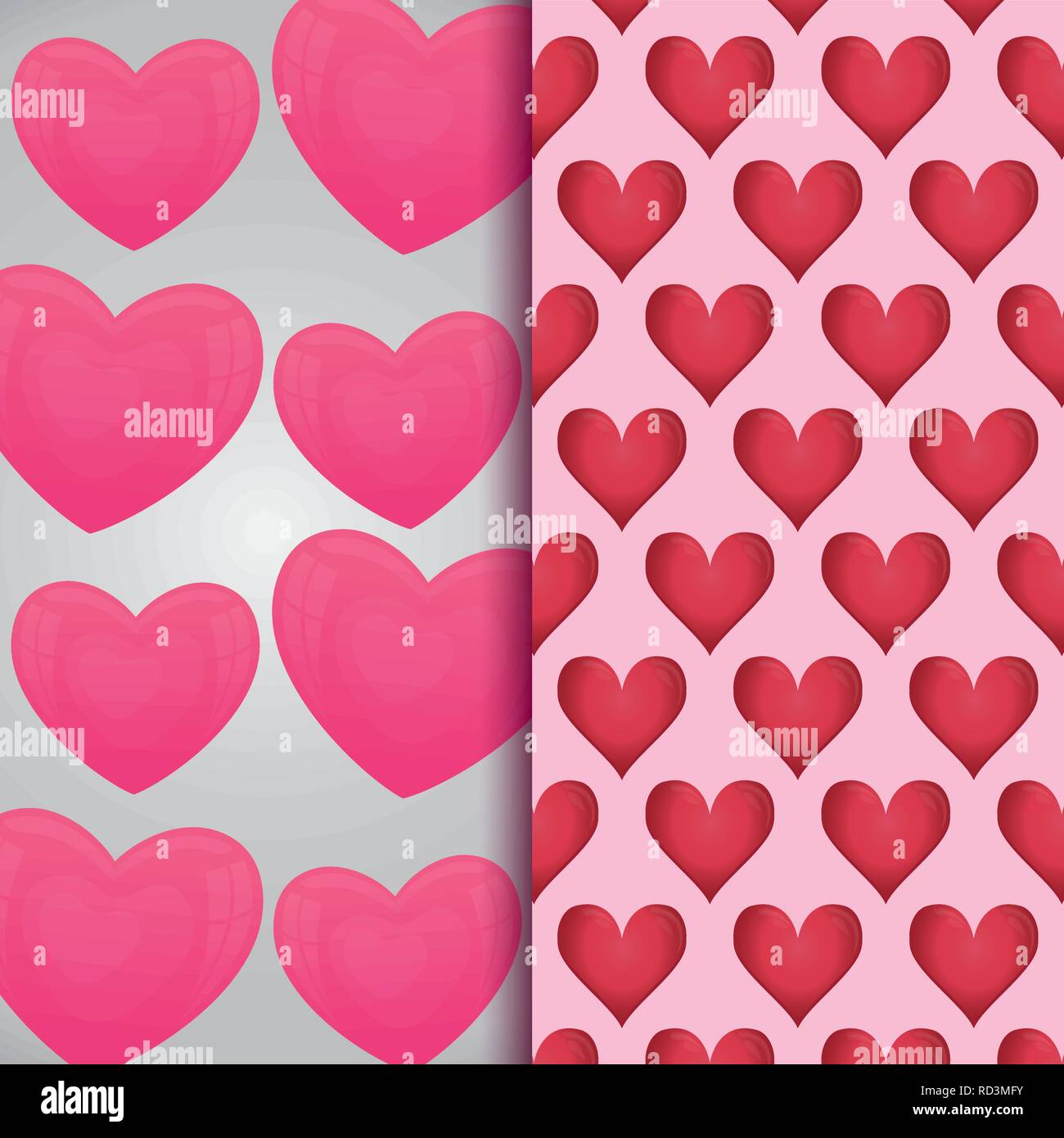 set of valentine day cards patterns vector illustration design Stock ...