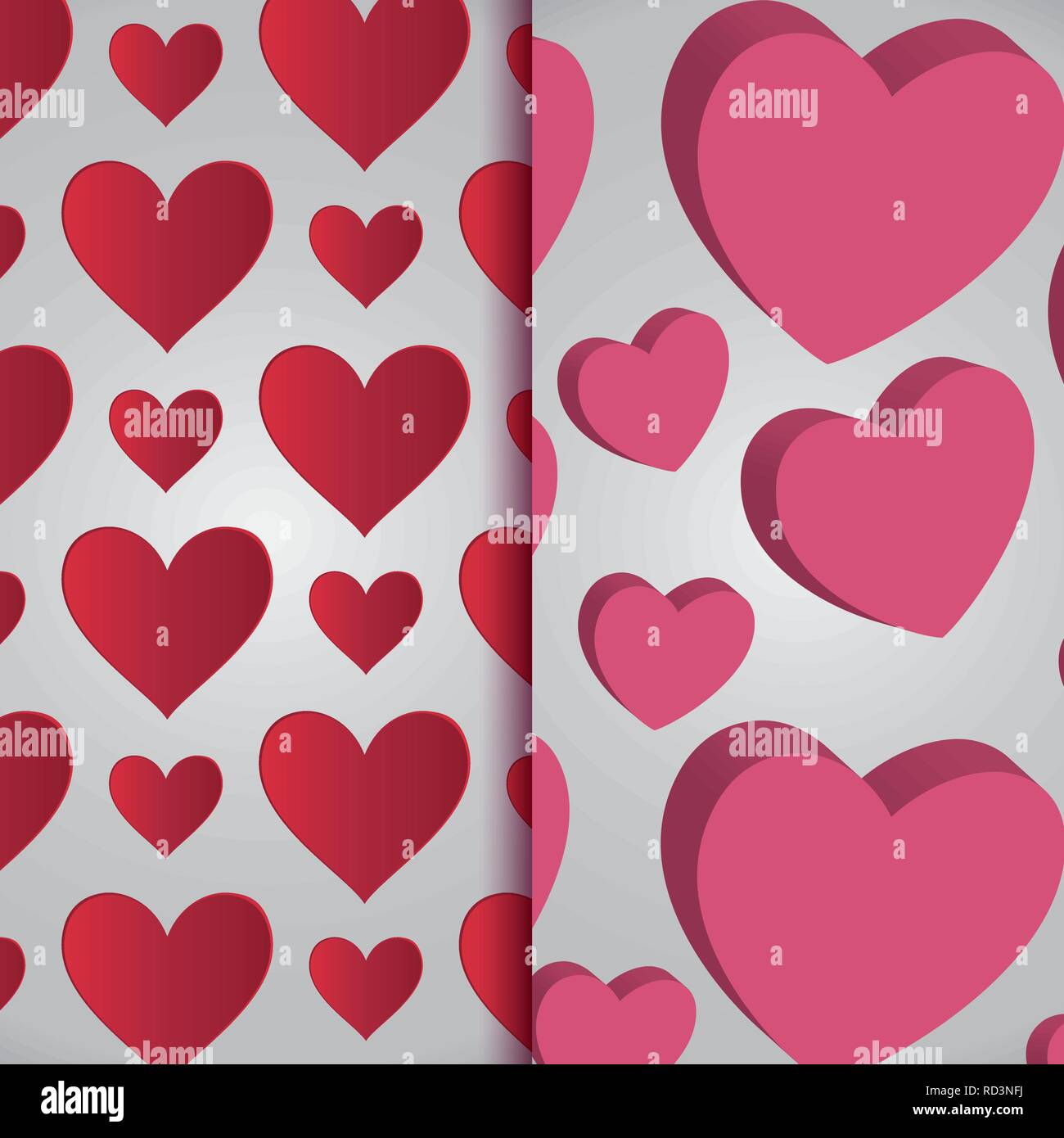 set of valentine day cards patterns vector illustration design Stock ...