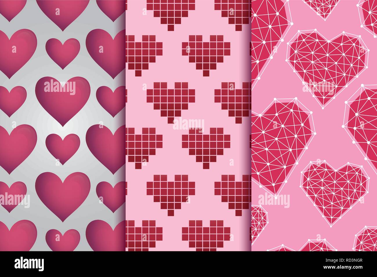 set of valentine day cards patterns vector illustration design Stock ...