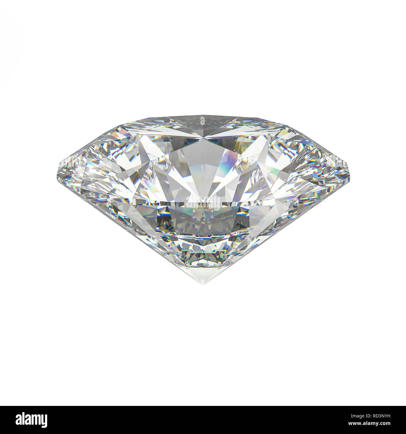 3d rendering of diamond classic cut on white background Stock Photo - Alamy