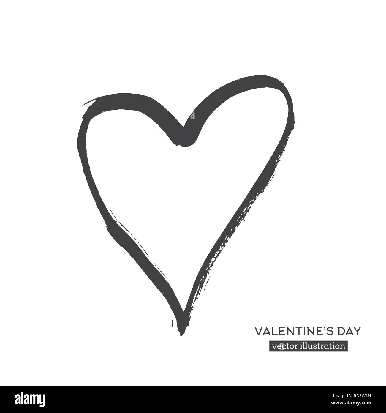 Hand Drawn Calligraphy Heart Isolated on White Background. Vector ...