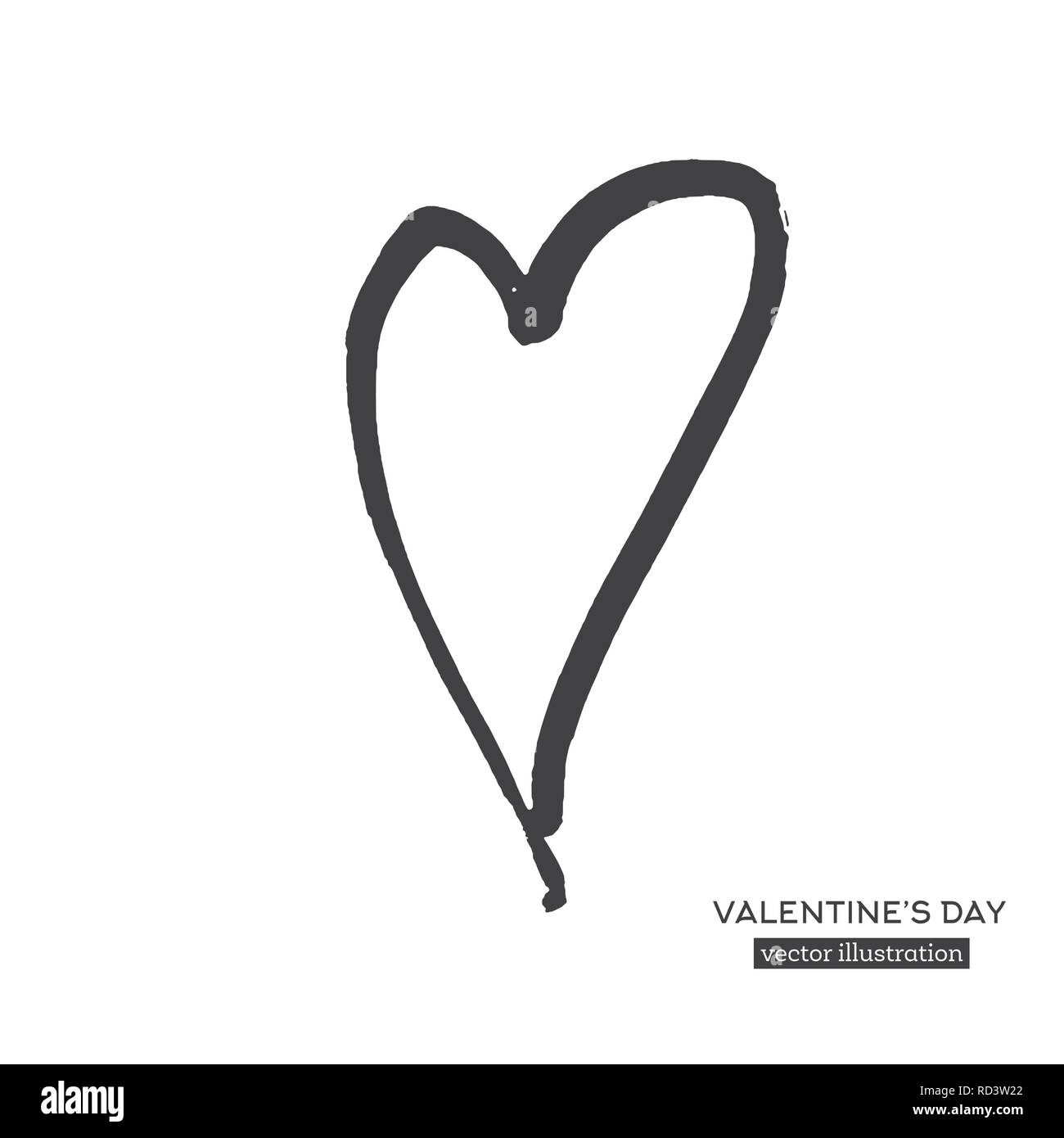 Hand Drawn Calligraphy Heart Isolated on White Background. Vector ...