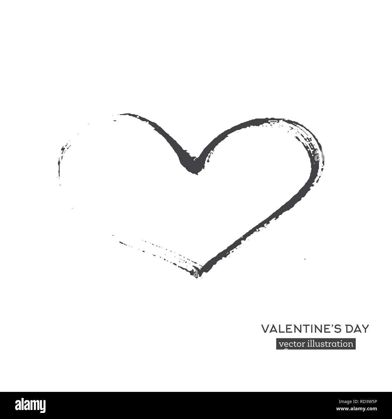 Hand Drawn Calligraphy Heart Isolated on White Background. Vector ...