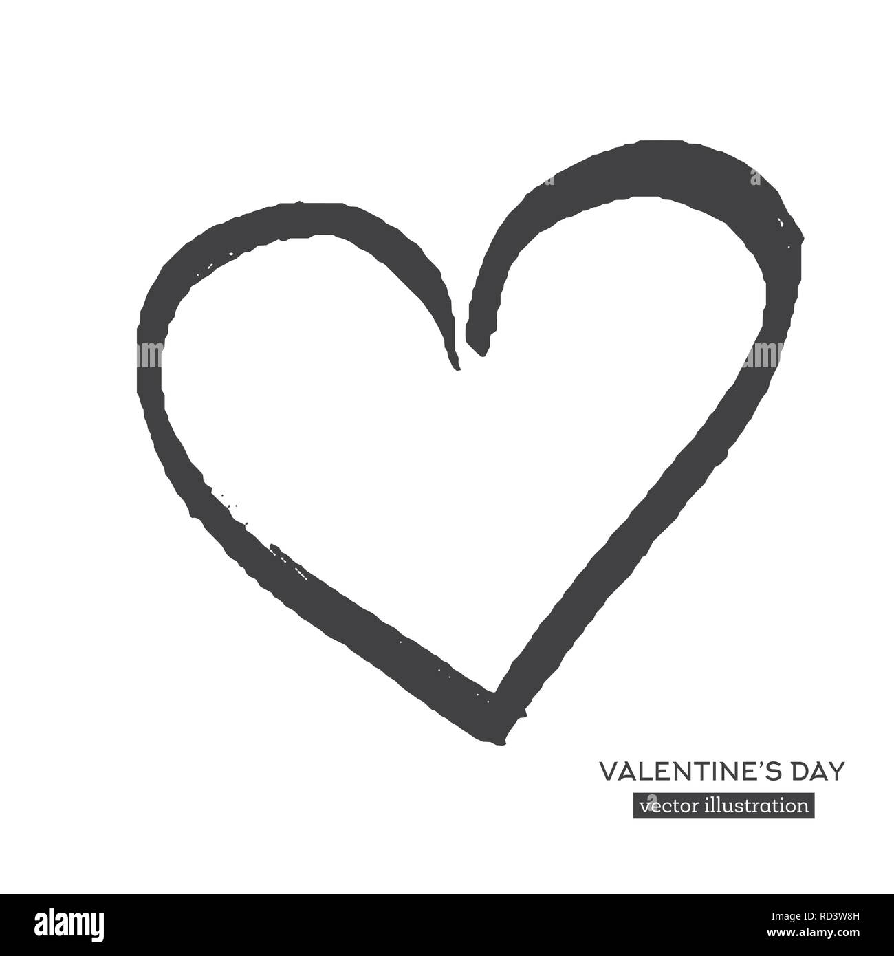 Hand Drawn Calligraphy Heart Isolated on White Background. Vector ...