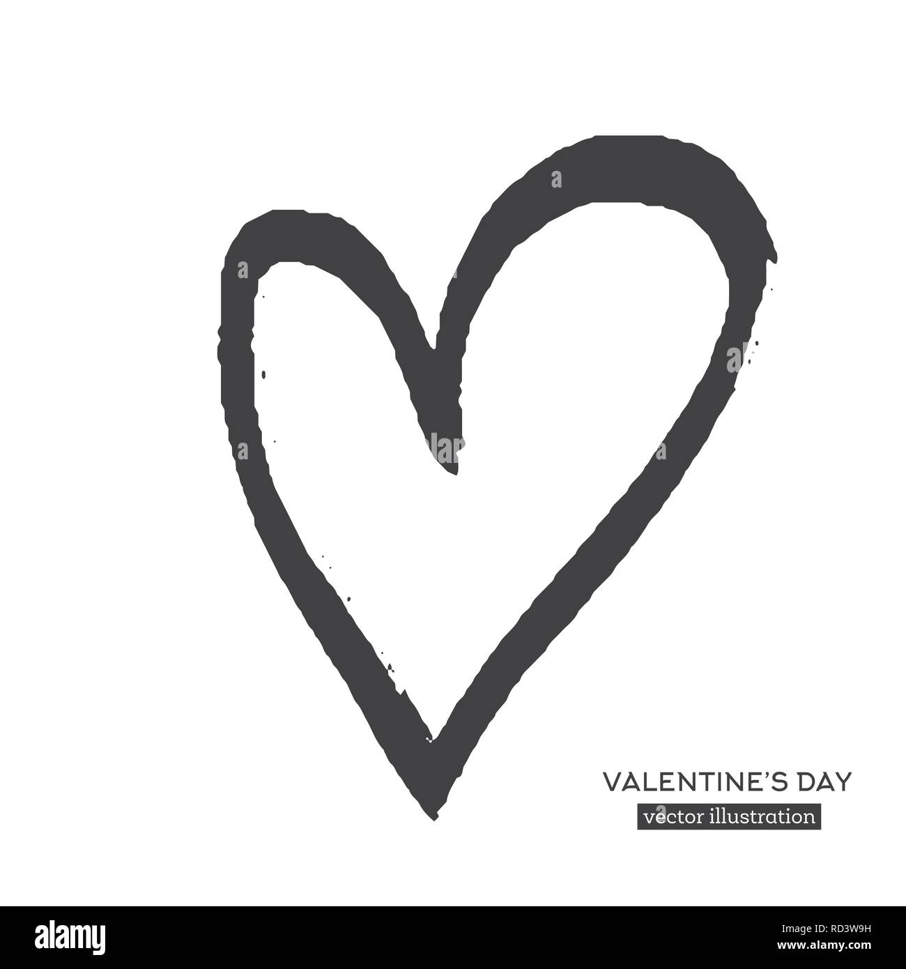 Hand Drawn Calligraphy Heart Isolated on White Background. Vector ...