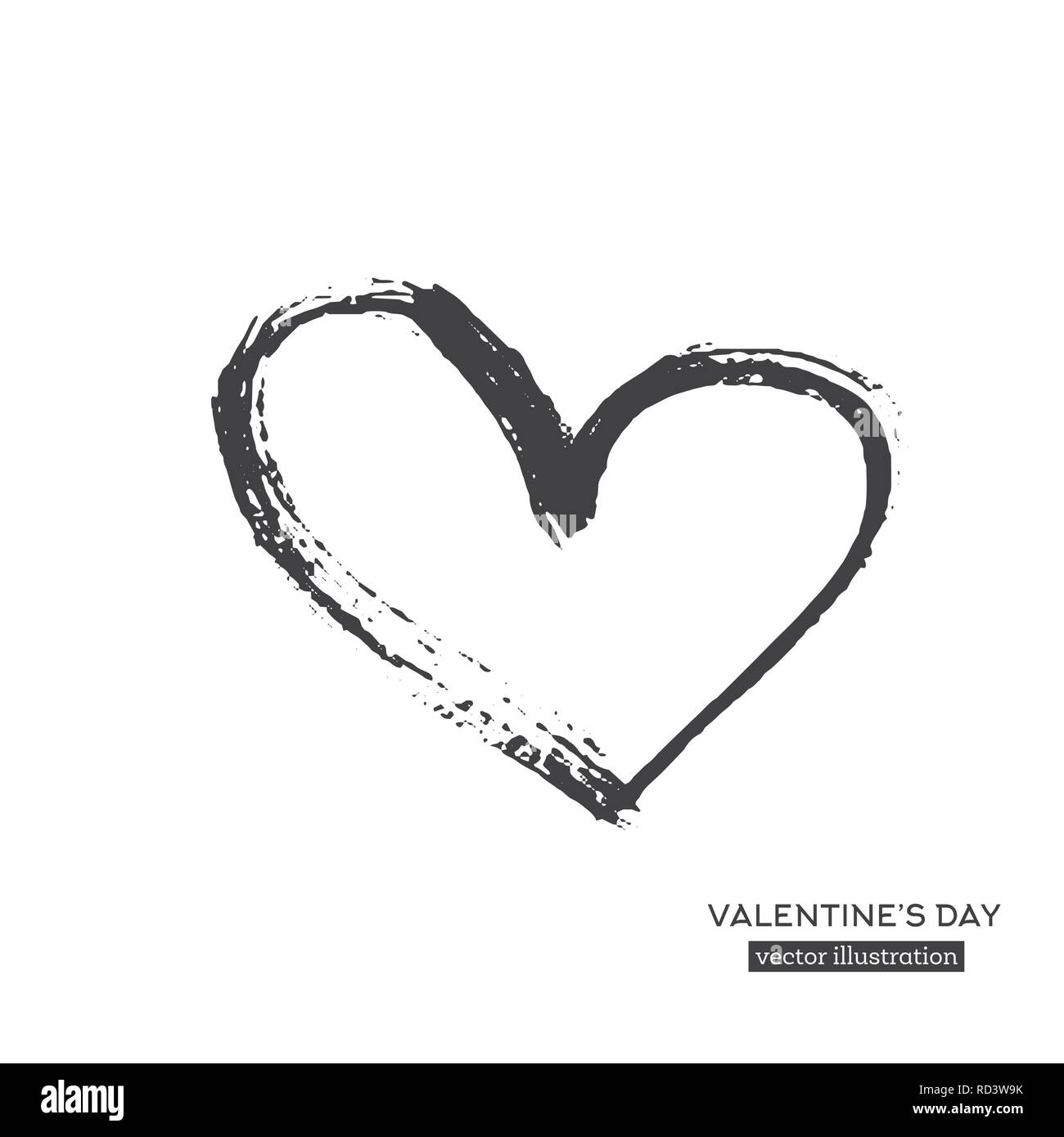 Hand Drawn Calligraphy Heart Isolated on White Background. Vector ...