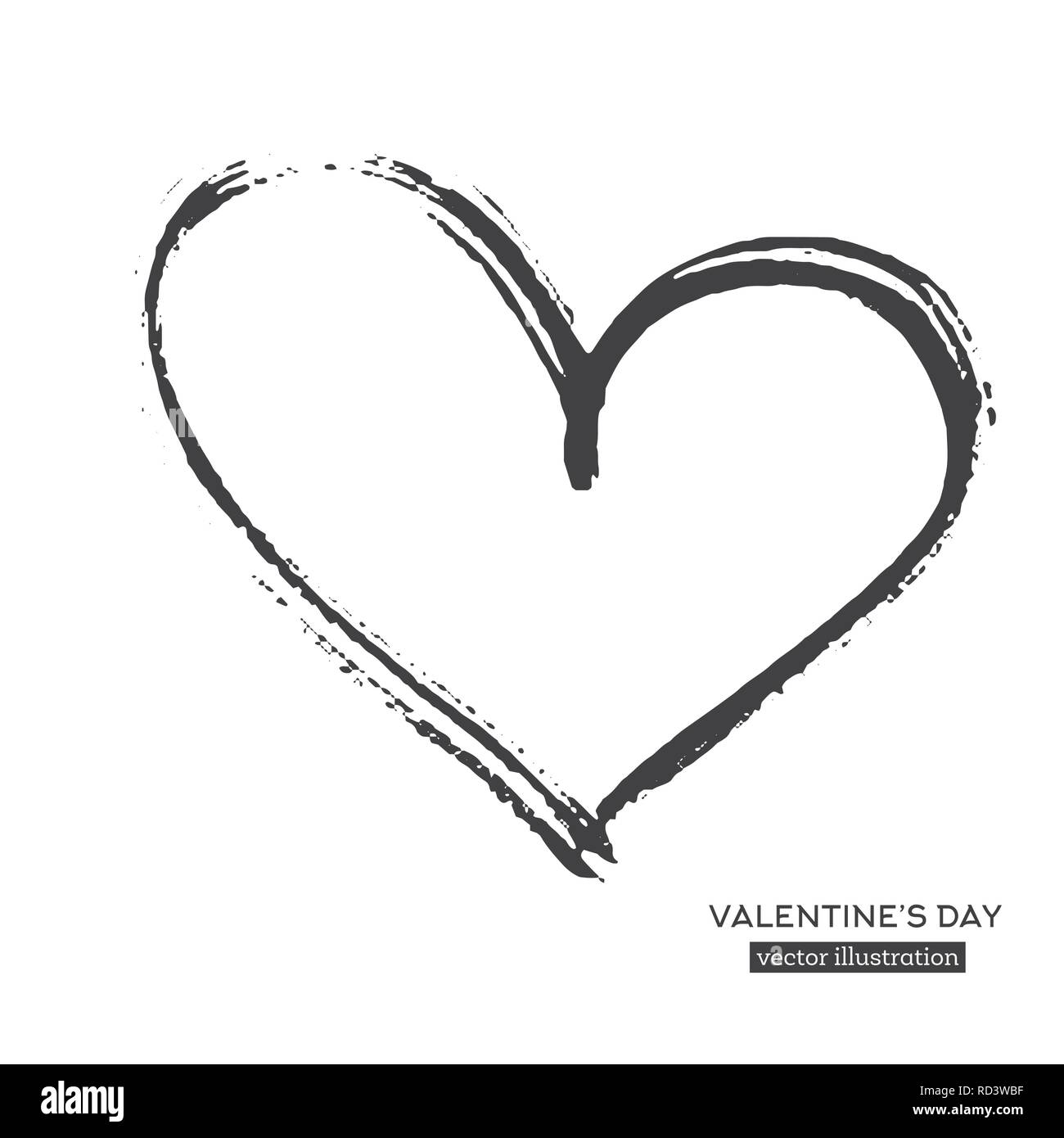 Hand Drawn Calligraphy Heart Isolated on White Background. Vector ...