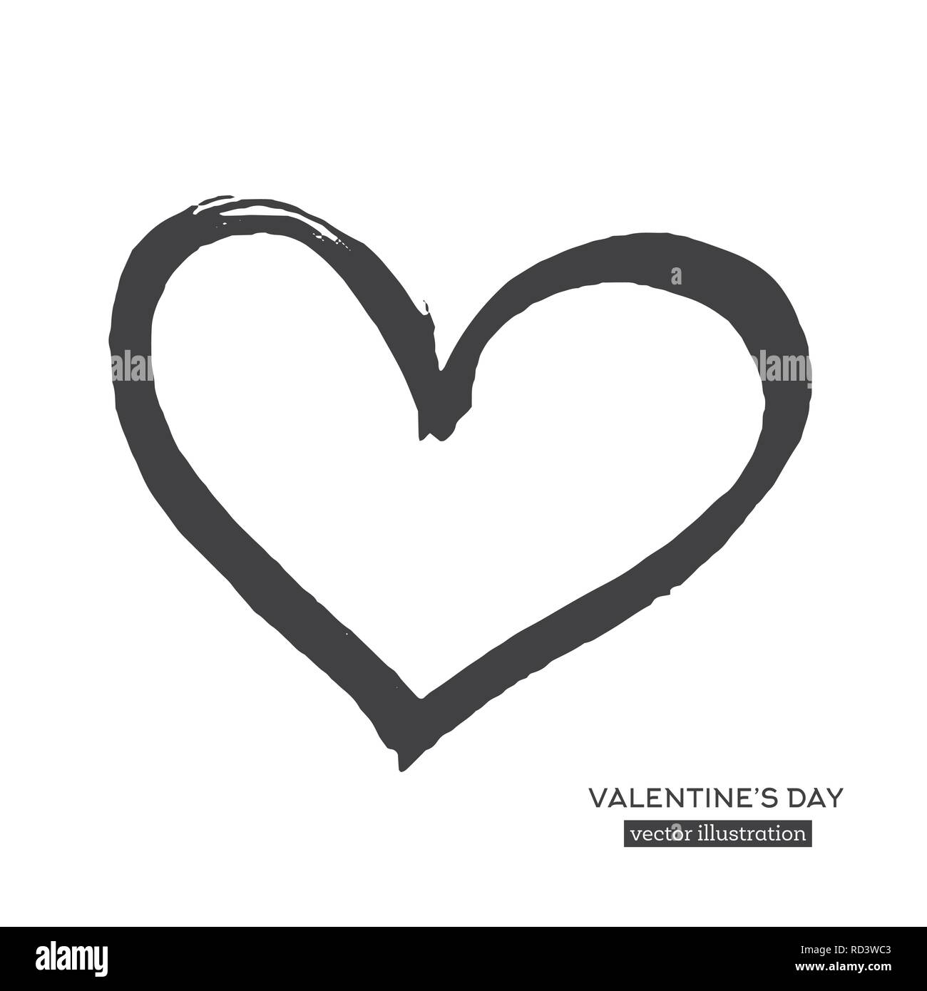 Hand Drawn Calligraphy Heart Isolated on White Background. Vector ...