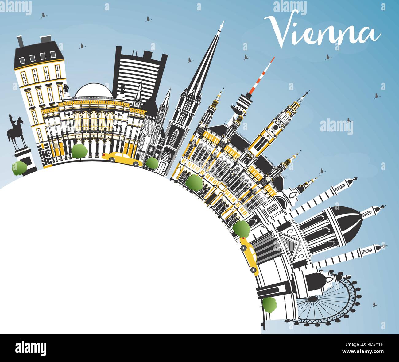 Vienna Austria City Skyline with Color Buildings, Blue Sky and Copy ...