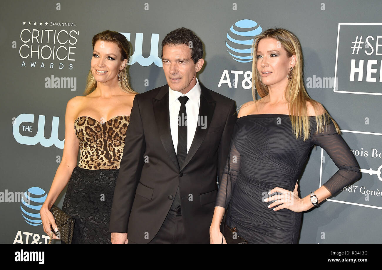 SANTA MONICA, CA - JANUARY 13: (L-R) Nicole Kimpel, Antonio Banderas ...