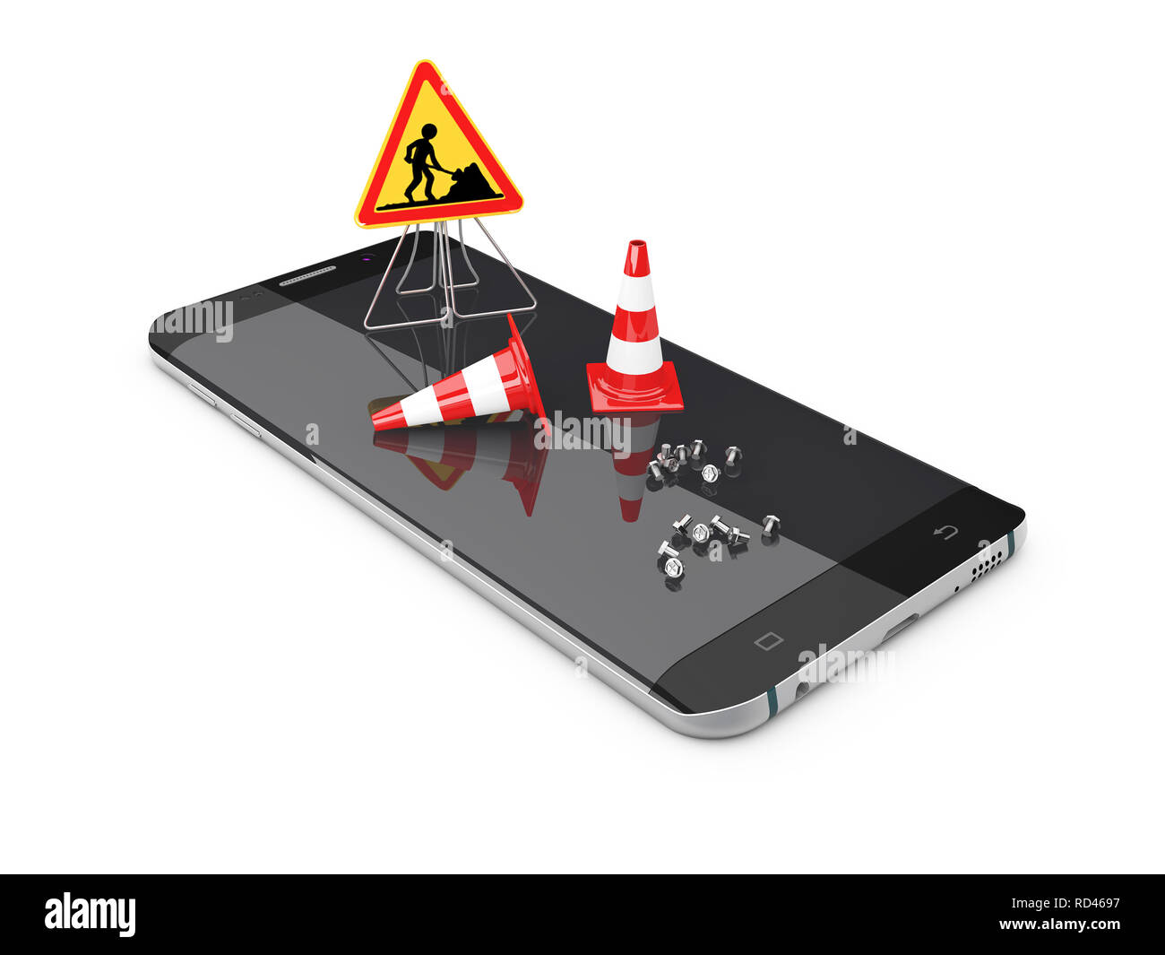 3d Illustration of Phone repair and service concept Isolated white ...