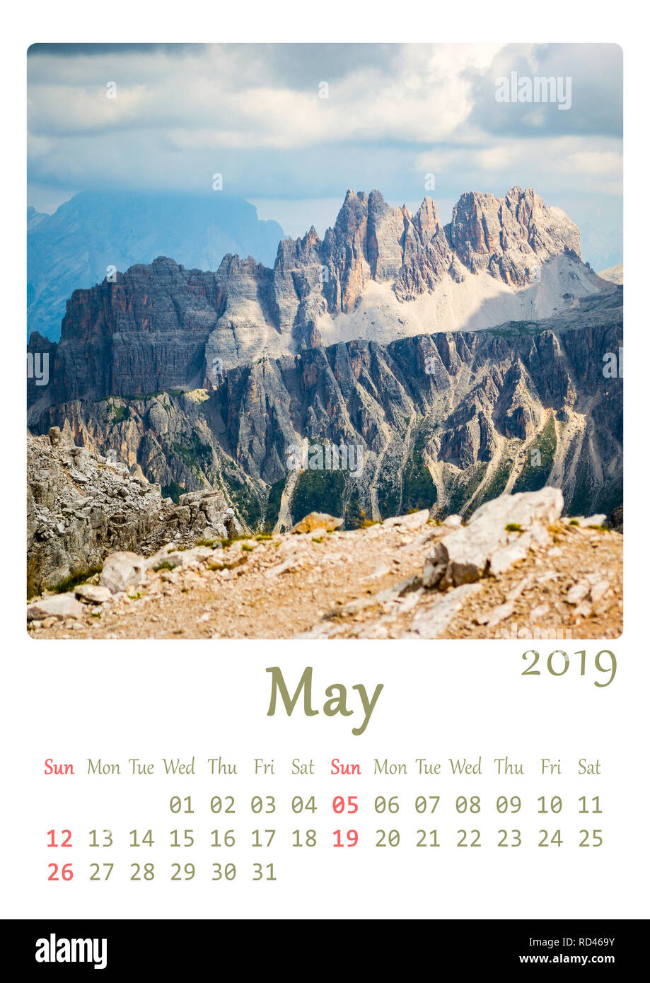 A4 printable 2019 calendar - month of May. Nature, minimalist calendar ...