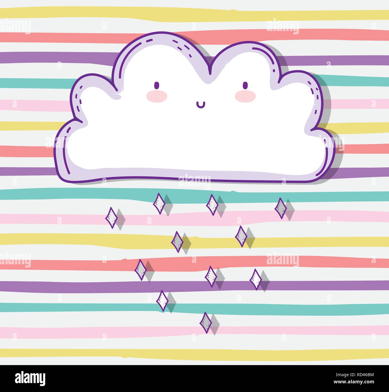 kawaii cute cloud raining nature weather Stock Vector Image & Art - Alamy