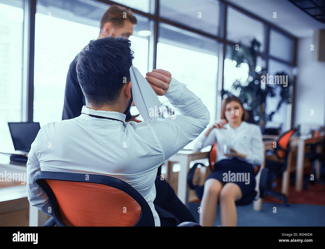 The man in the office view from the back Stock Photo - Alamy