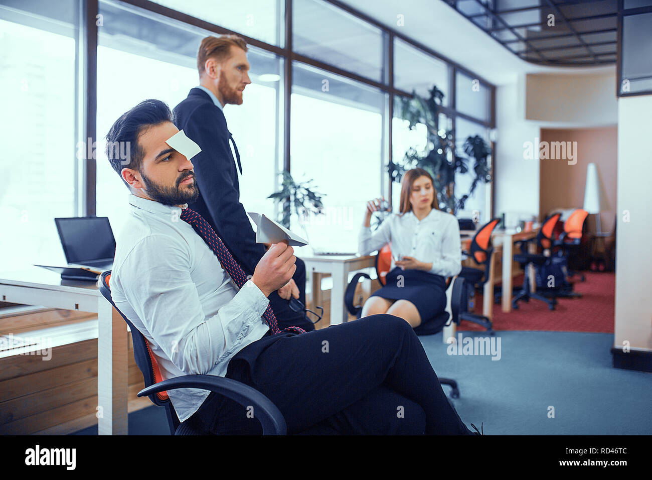 Fun moments of office workers Stock Photo - Alamy