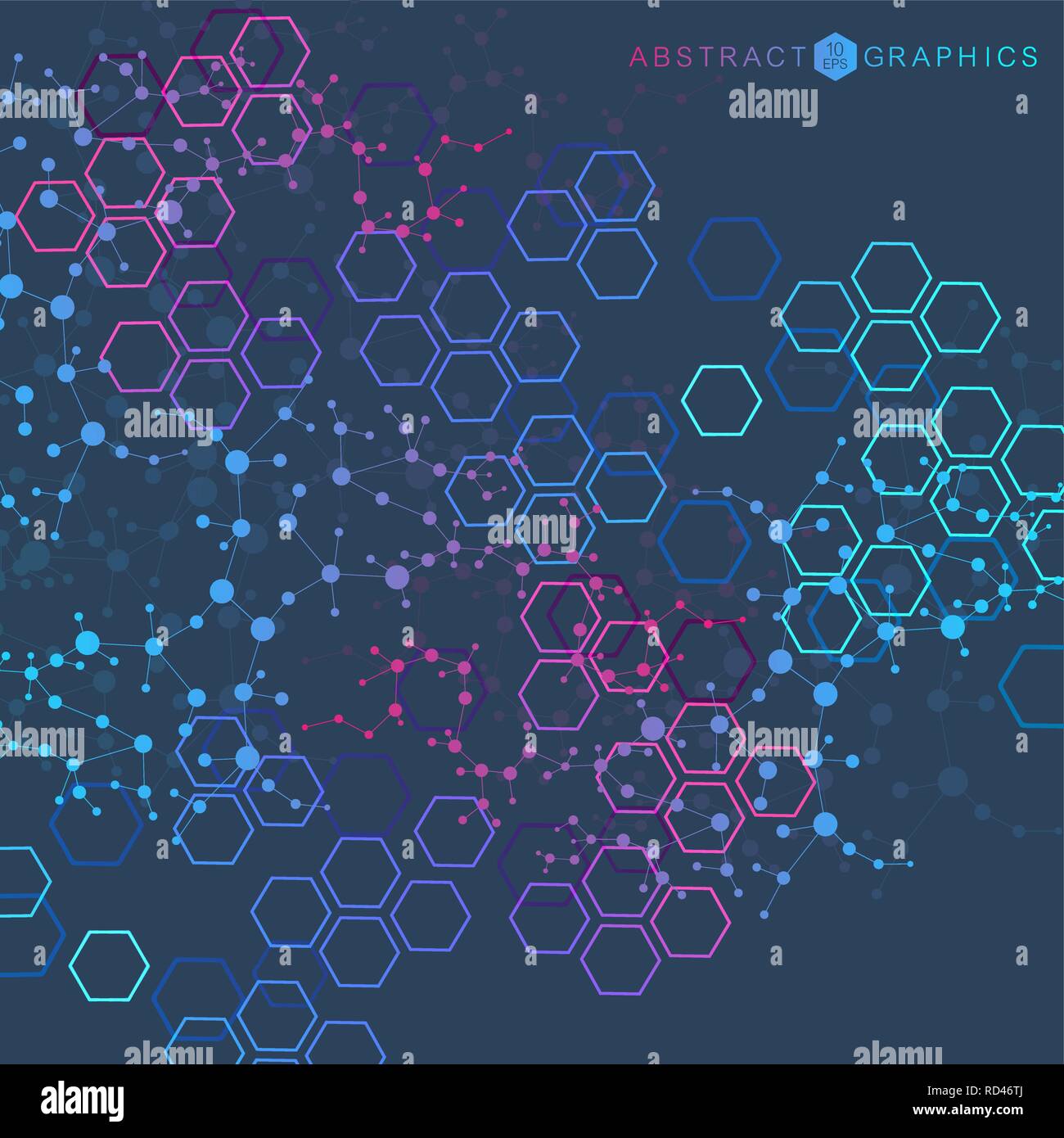 Science network pattern, connecting lines and dots. Technology hexagons ...