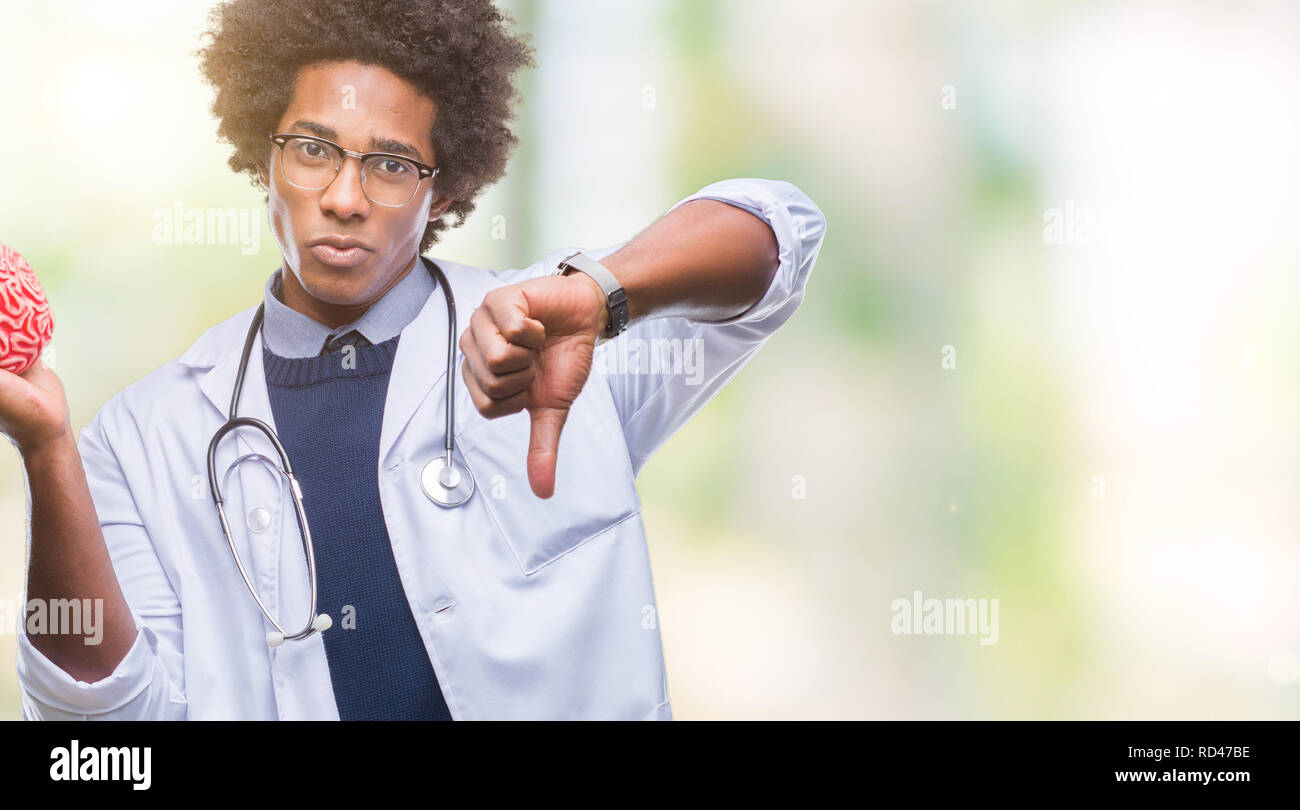 Afro american neurologist doctor or psychology man over isolated ...