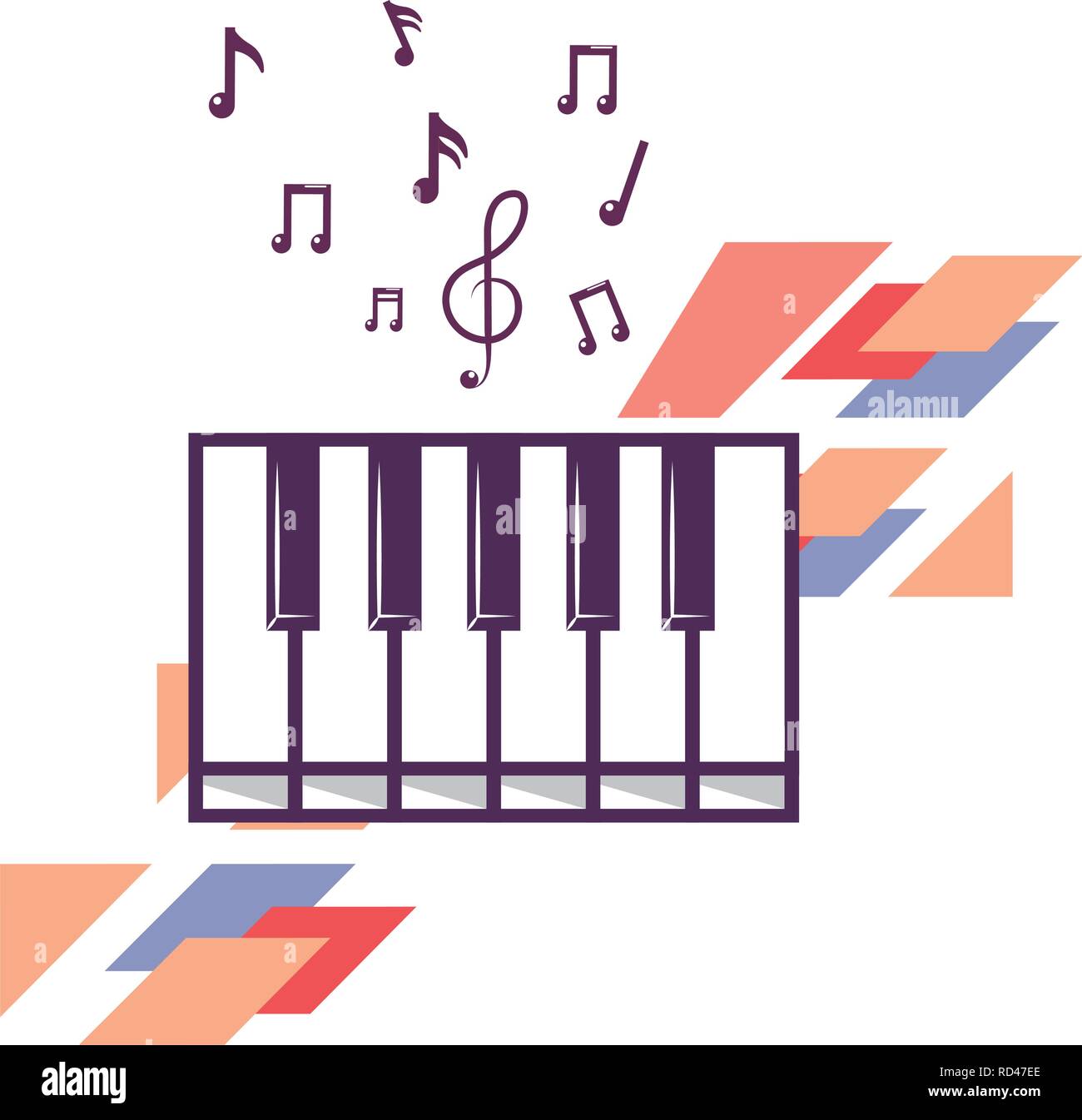 keyboard with music notes Stock Vector Image & Art - Alamy