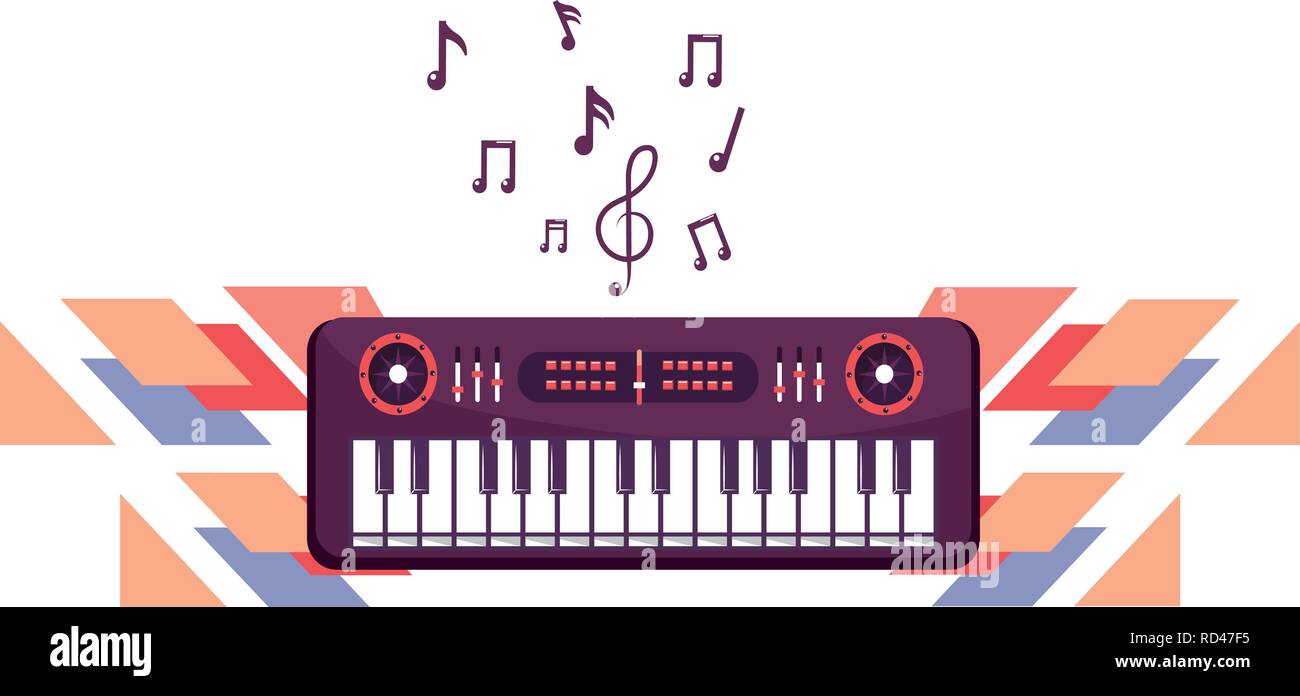 keyboard with music notes Stock Vector Image & Art - Alamy