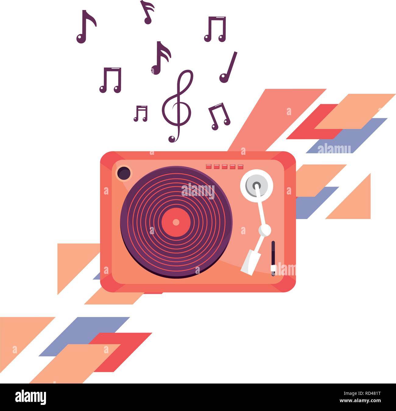 turntable with music notes Stock Vector Image & Art - Alamy