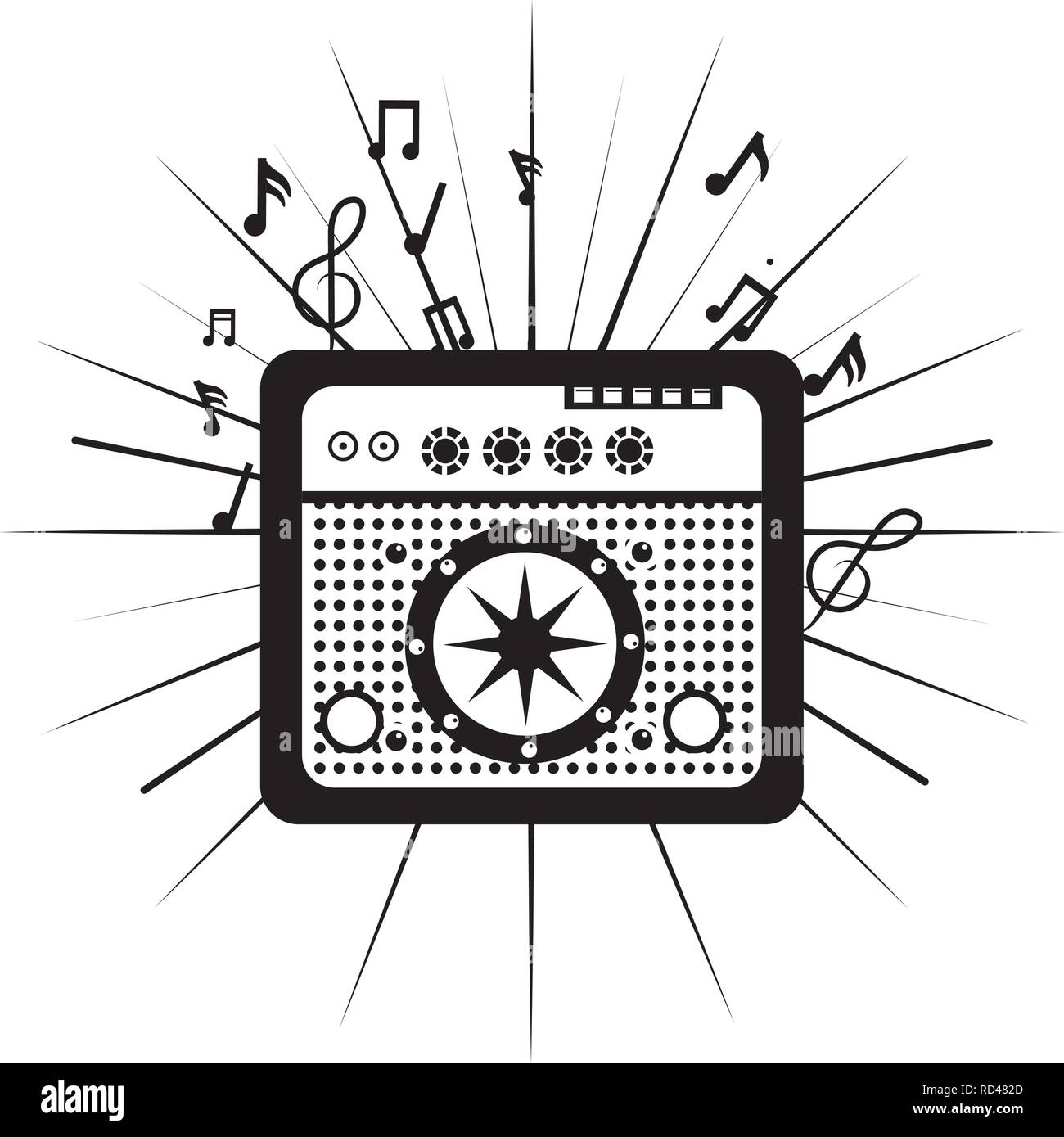 amplifier and music notes Stock Vector Image & Art - Alamy