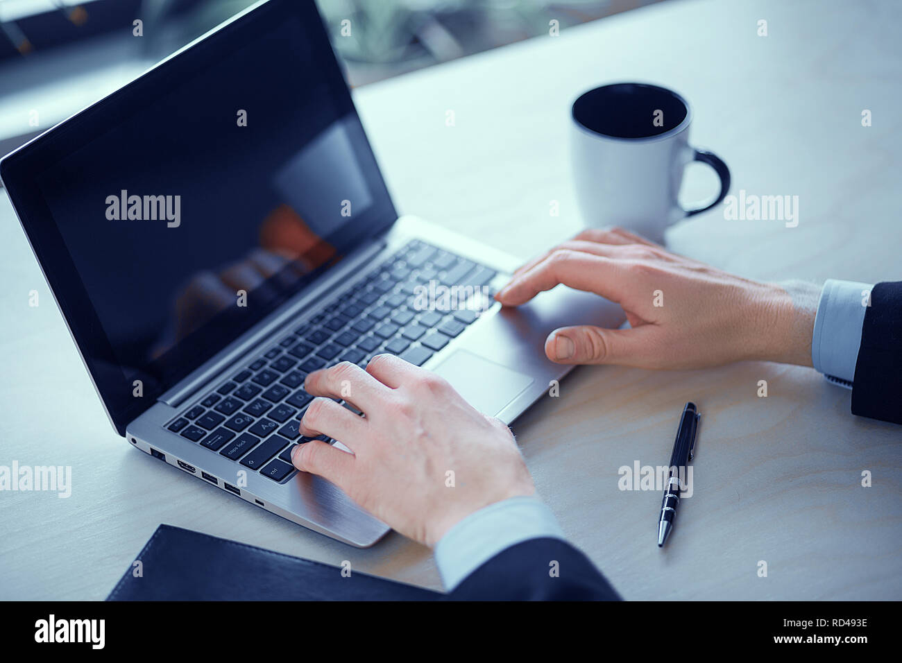Close-up of office desk Stock Photo - Alamy