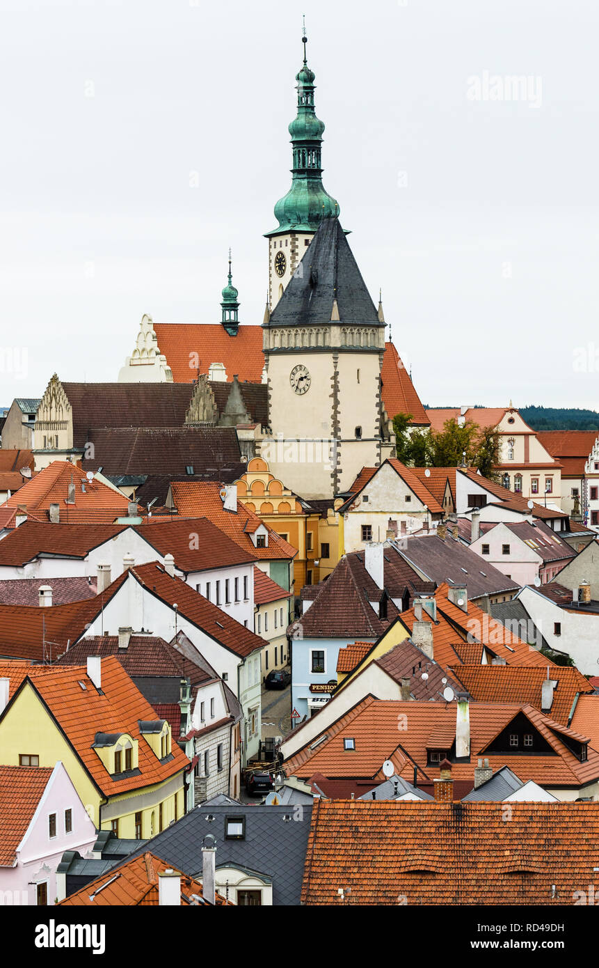 Historical town center, view from Kotnov castle, Tabor, Czech Republic ...