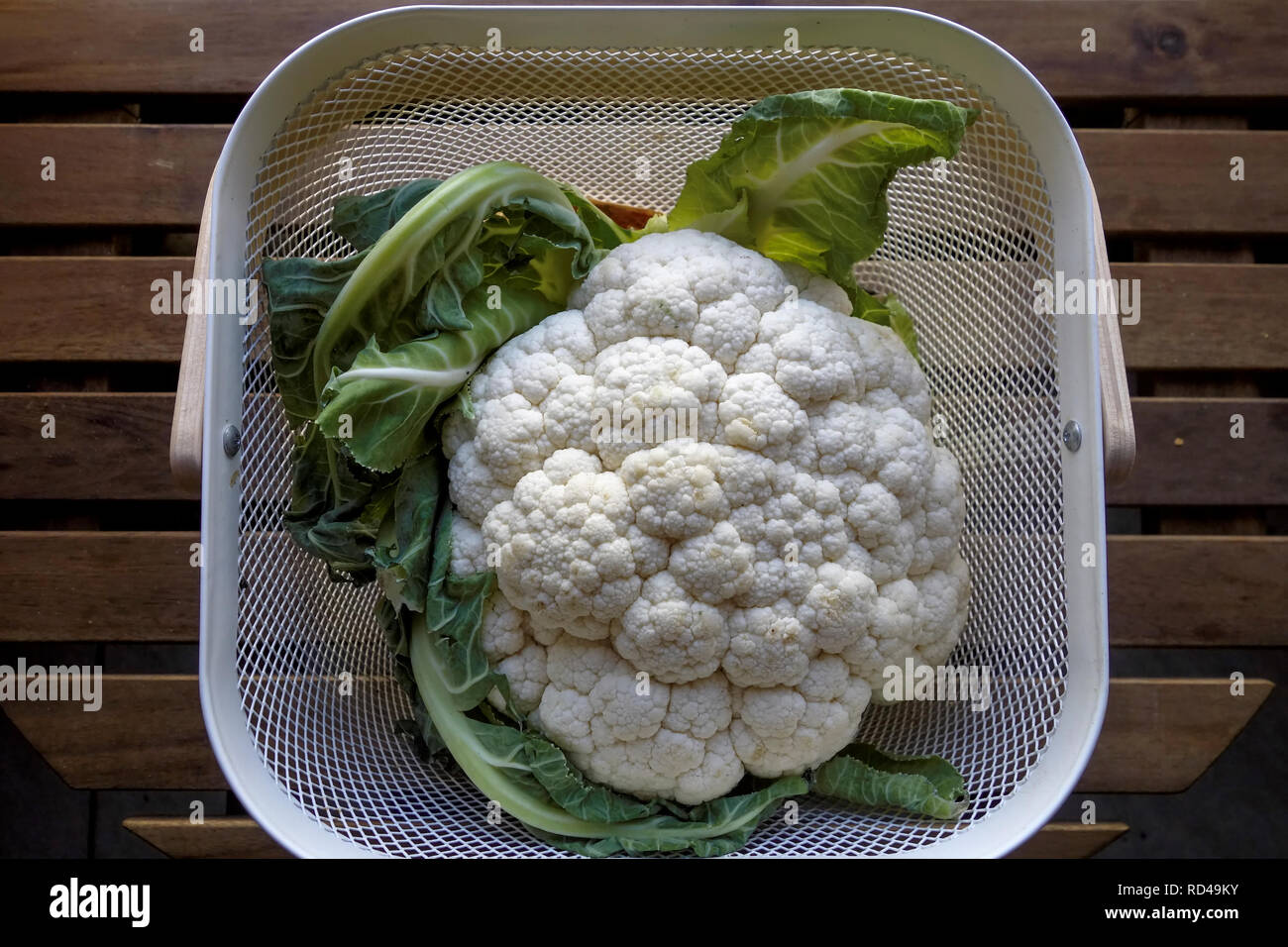 Fresh Cauliflower in Veg Basket Stock Photo - Alamy