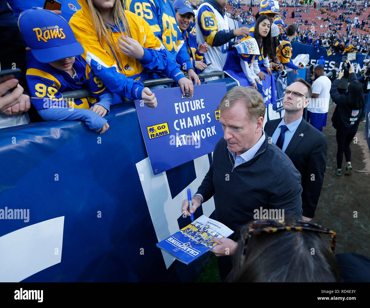 January 12, 2019 NFL Commissioner Roger Goodell signs autographs before ...