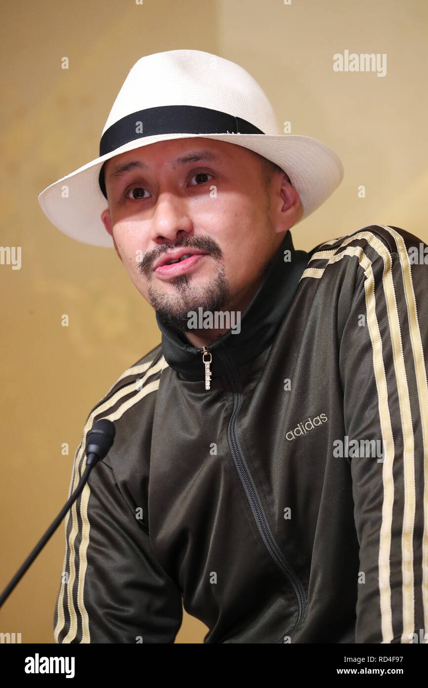 The 160th Naoki Prize winner Junjo Shindo attends a press conference at ...