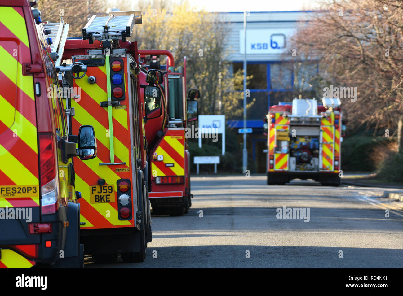 Loughborough, Leicestershire, UK. 17th Jan 2019. Fire at Jayplas ...
