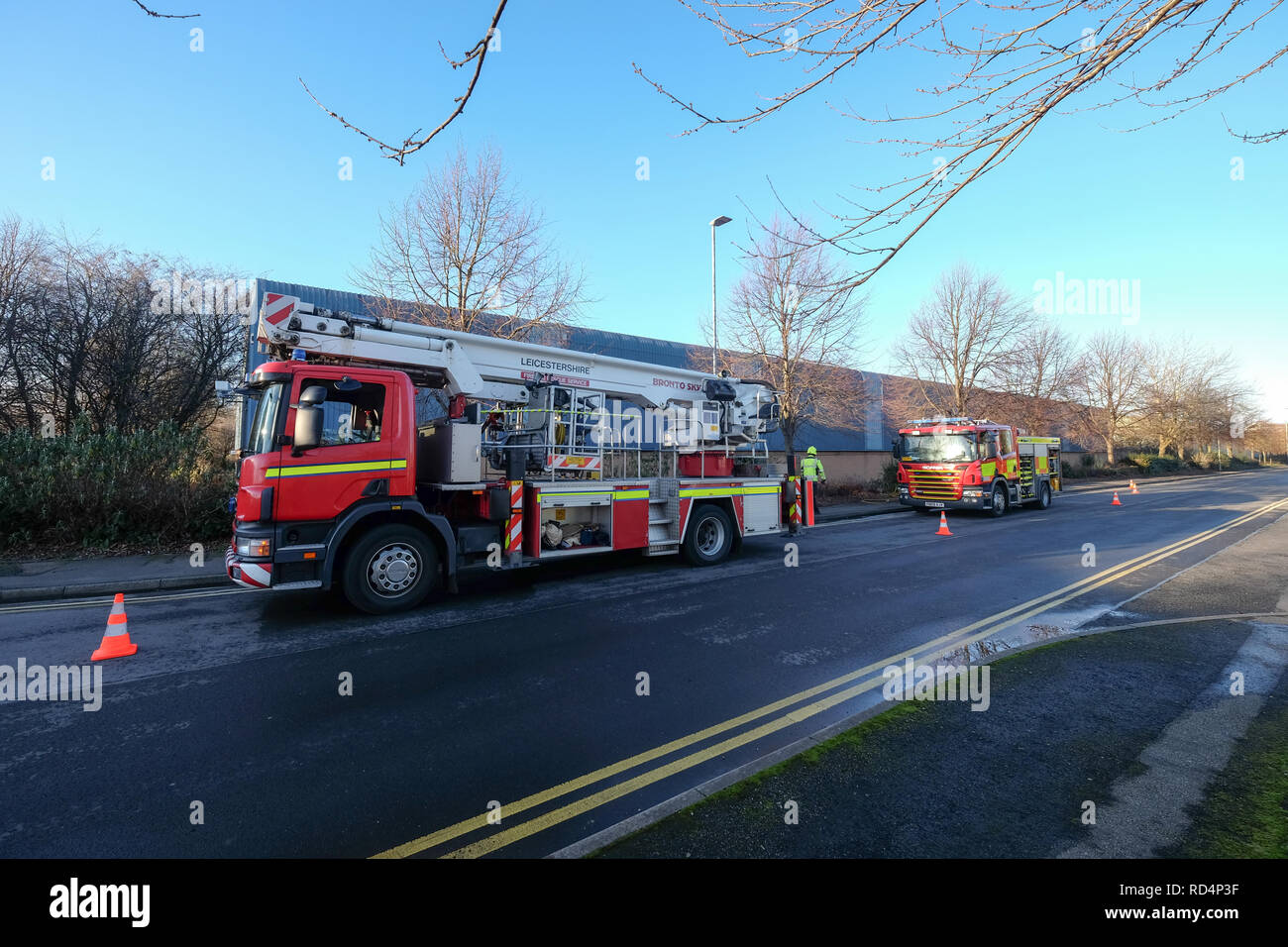 Loughborough, Leicestershire, UK. 17th Jan 2019. Fire at Jayplas ...